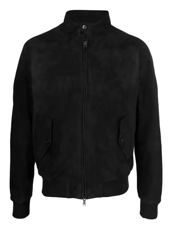 BARACUTA Suede Zip-front Jacket - Black