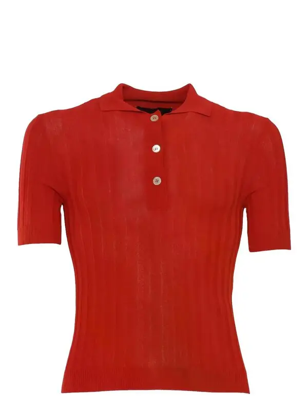 FILIPPO DE LAURENTIIS Ribbed Polo Top - Red