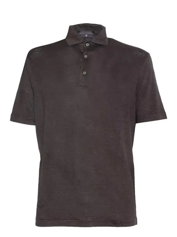 FILIPPO DE LAURENTIIS Linen Polo Shirt - Brown