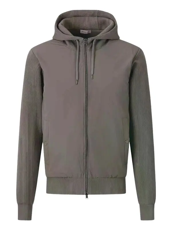 Herno Ribbed Zip-up Hooded Jacket - Grey