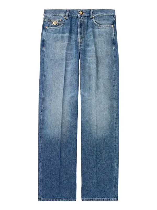 Versace Straight-leg Embellished Jeans - Blue
