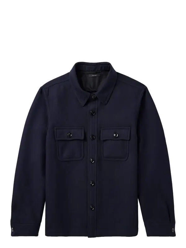 TOM FORD Wool And Silk-blend Twill Overshirt - Blue