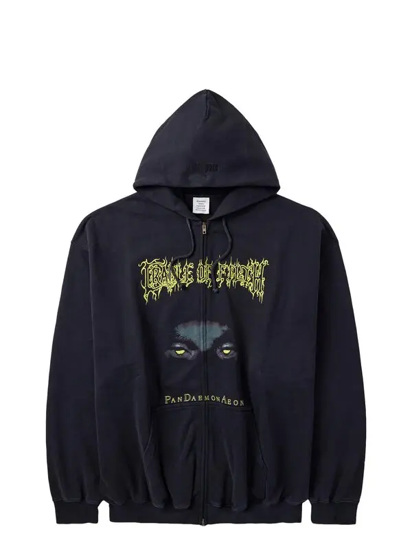 Vetements Cradle Of Filth Oversized Zip-up Hoodie - Black