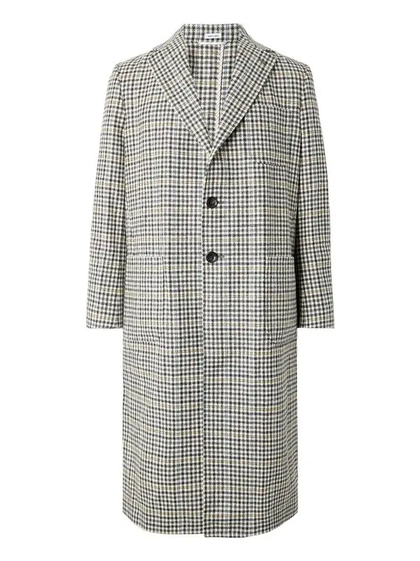 Thom Browne Checked Wool-tweed Overcoat - Gray