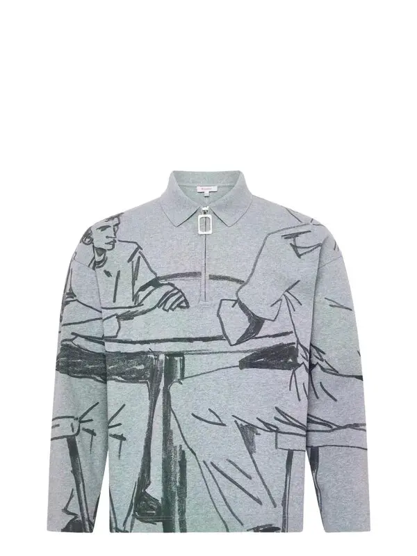 JW Anderson Illustration Print Half-zip Sweatshirt - Grey