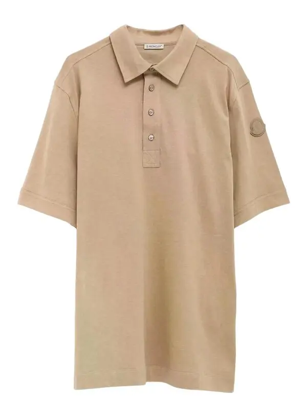 Moncler Logo-patch Button Polo Shirt - Neutrals