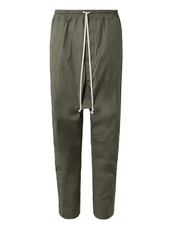 Rick Owens Tapered Cotton-blend Poplin Trousers - Green