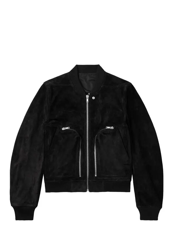 Rick Owens Bauhaus Suede Bomber Jacket - Black