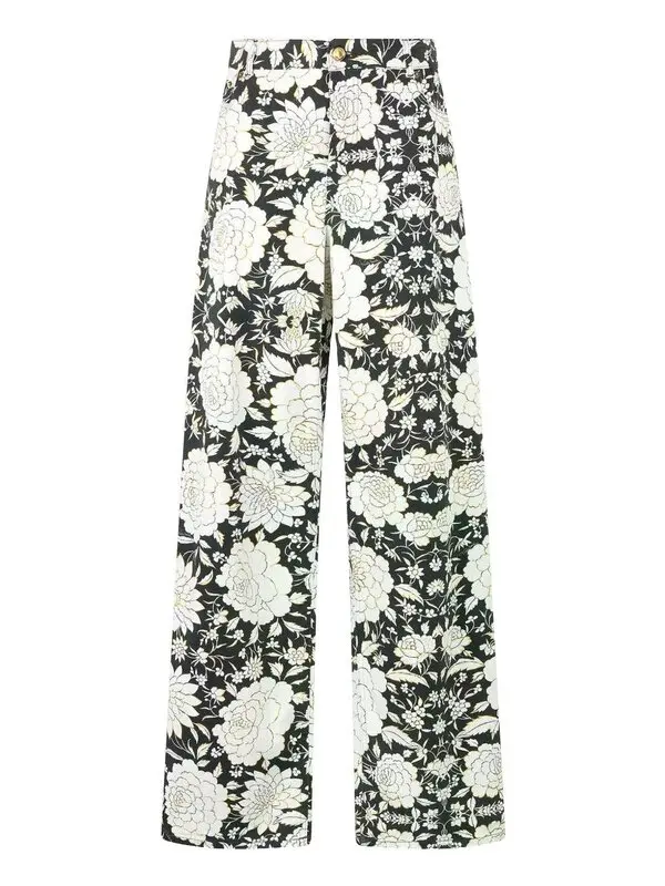 Roberto Cavalli Floral-print High-rise Jeans - Black