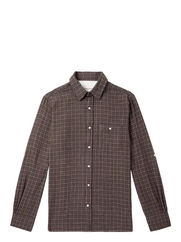 Officine Générale Younes Checked Cotton-flannel Shirt - Brown