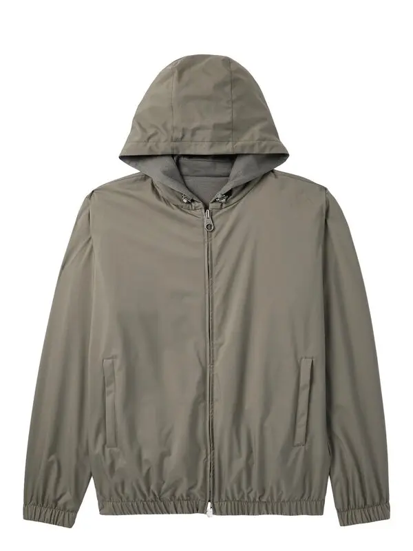 Loro Piana Reversible Storm System® Windmate® Shell And Cashmere Hooded Bomber Jacket - Green