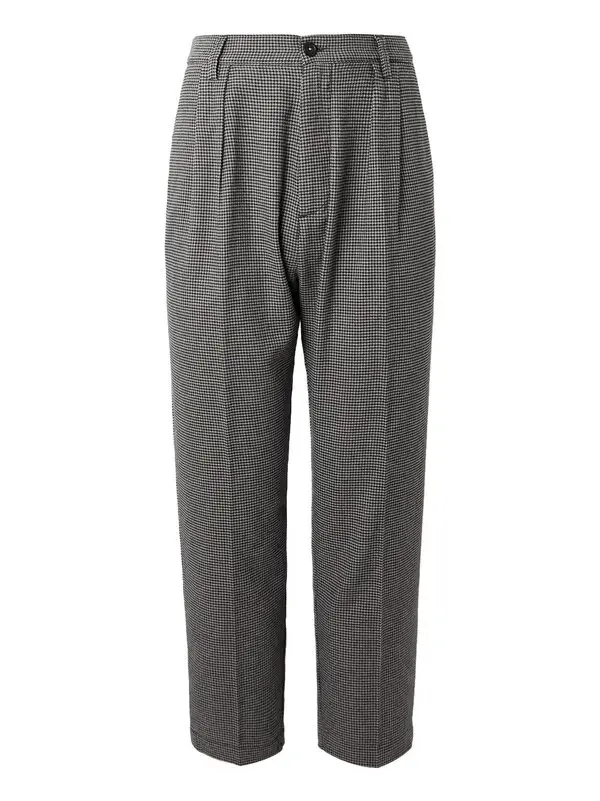 Massimo Alba Stan Straight-leg Pleated Houndstooth Trousers - Gray