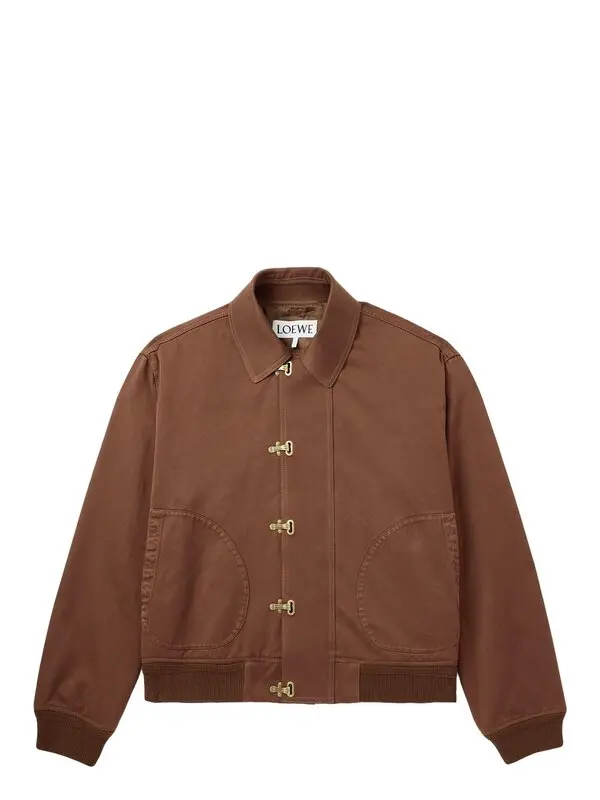 Loewe Logo-appliquéd Cotton-twill Jacket - Brown