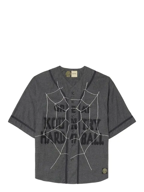 Kapital Embroidered Felt-trimmed Cotton And Wool-blend Shirt - Gray