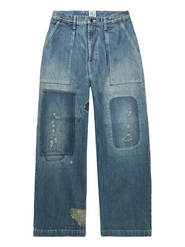 Kapital Rushfield Remake Wide-leg Panelled Jeans - Blue