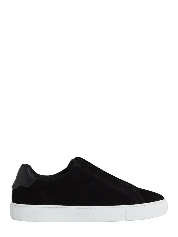 REISS Suede Slip-on Trainers - Black