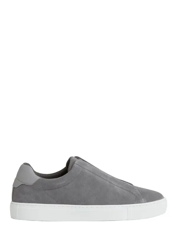 REISS Suede Slip-on Trainers - Grey