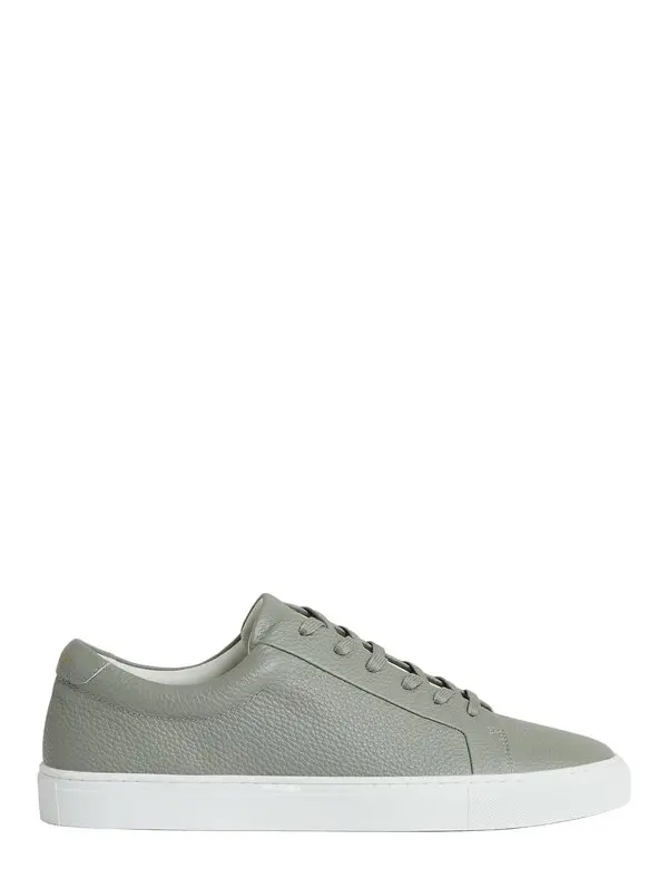 REISS Luca Tumbled Leather Trainers - Mint Green