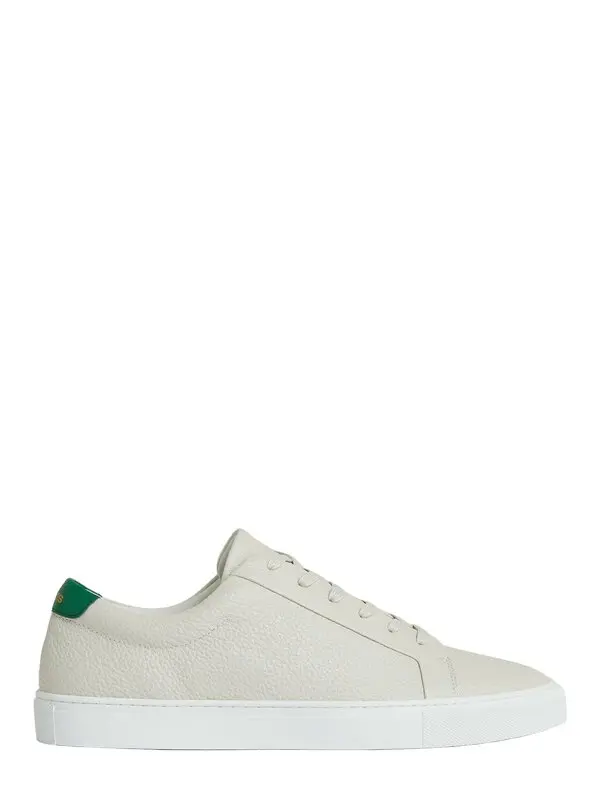 REISS Luca Tumbled Leather Trainers - Off White/green