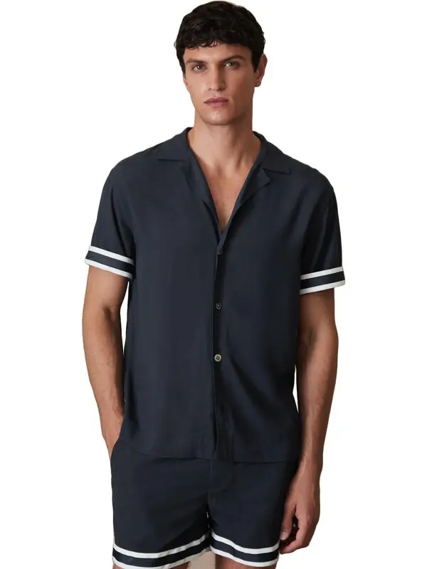 REISS Valbonne | Ché Stripe-cuff Shirt - Navy