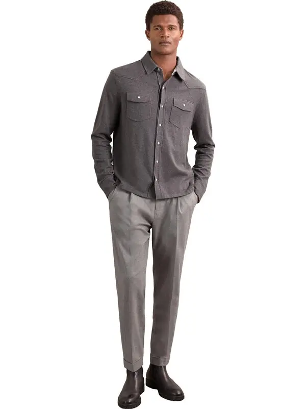 REISS Ledger Shirt - Charcoal Grey