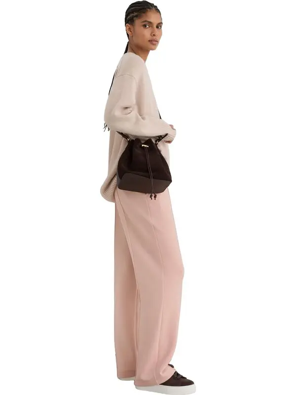 REISS Premium Interlock Wide-leg Joggers - Pale Pink