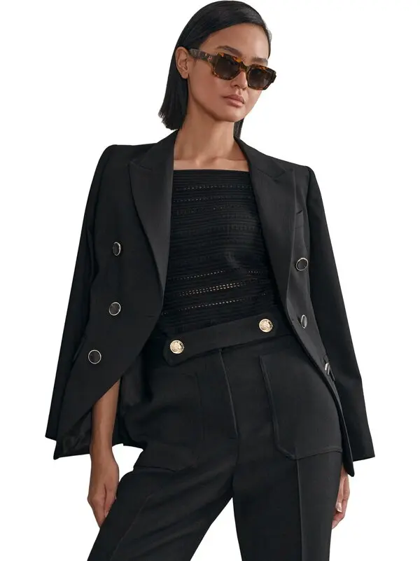 REISS Lia Wool-blend Double-breasted Blazer - Black