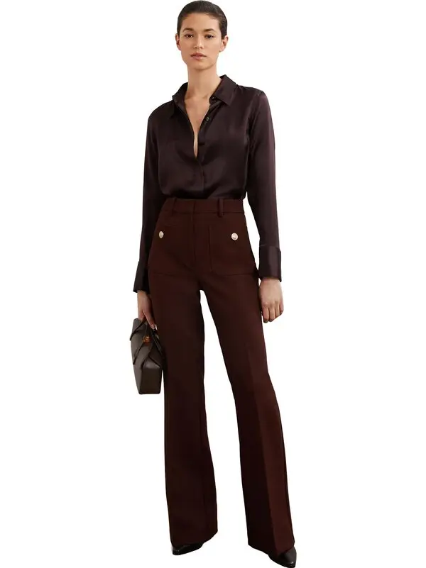 REISS Ameira Silk-satin Shirt - Burgundy