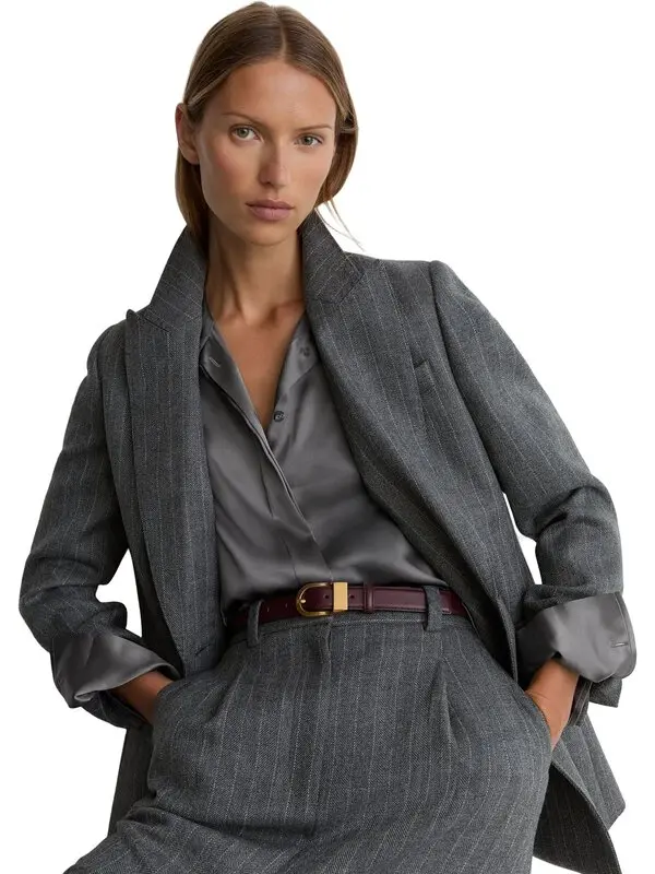 REISS Ameira Silk-satin Shirt - Dark Grey