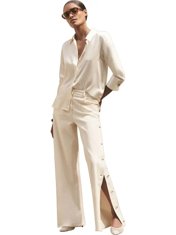 REISS Ameira Silk-satin Shirt - Ivory