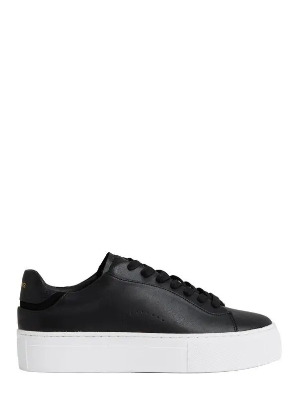 REISS Francesca Leather Low-top Trainers - Black