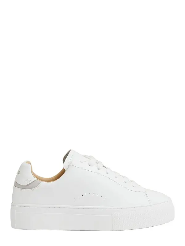 REISS Francesca Leather Low-top Trainers - White