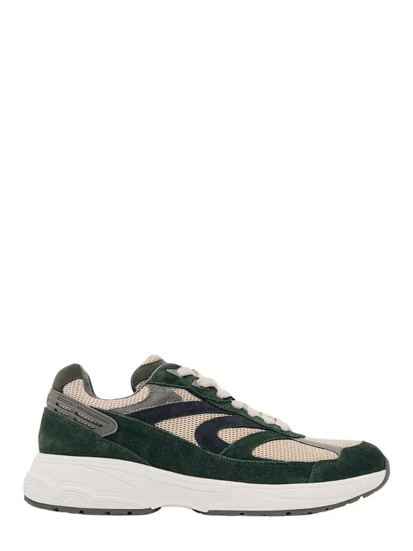 REISS Panelled Running Trainers - Forest Green/stone