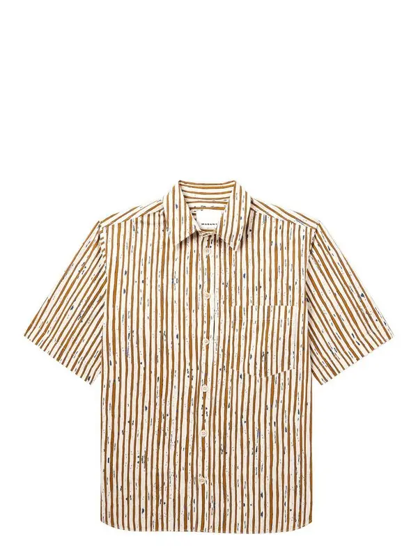 MARANT Labilio Striped Cotton Shirt - Brown