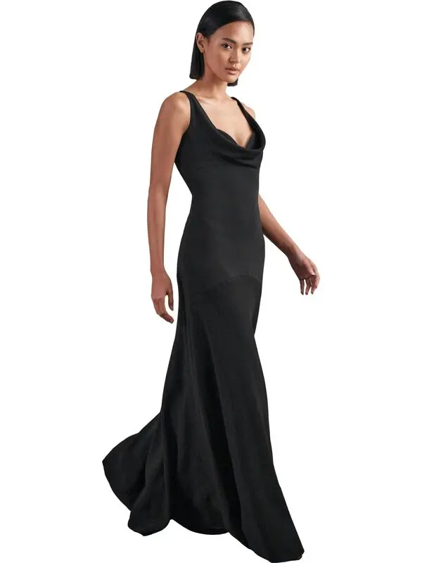 REISS Vanessa Cowl-neck Maxi Dress - Black