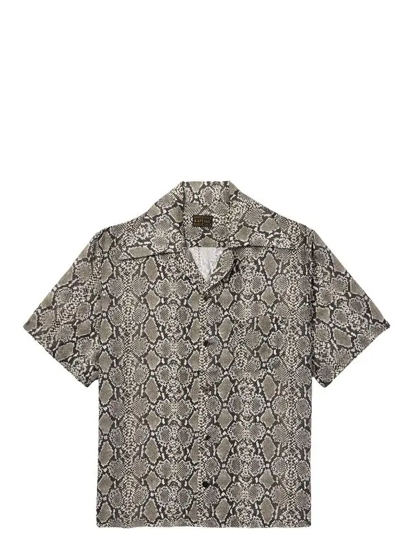 Kapital Camp-collar Snake-print Woven Shirt - Gray