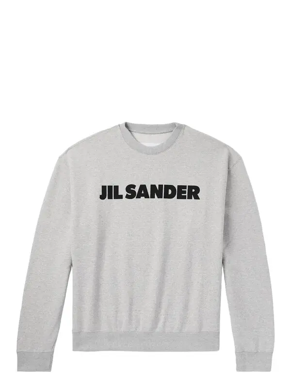 JIL SANDER Logo-print Cotton-jersey Sweater - Gray