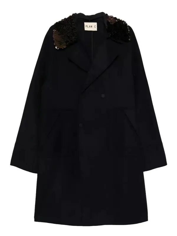 Plan C Sequin-embellished Double-breasted Coat - Blue