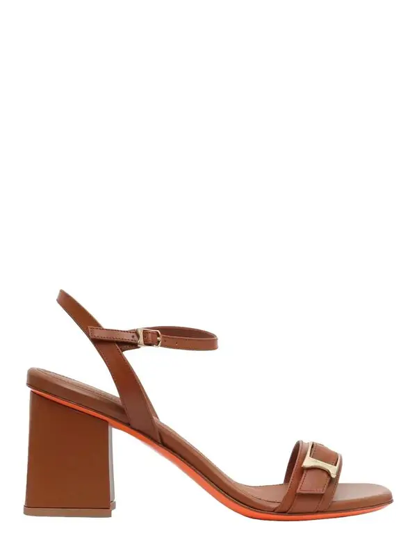 Santoni Buckle Detail Block Heel Sandals - Brown