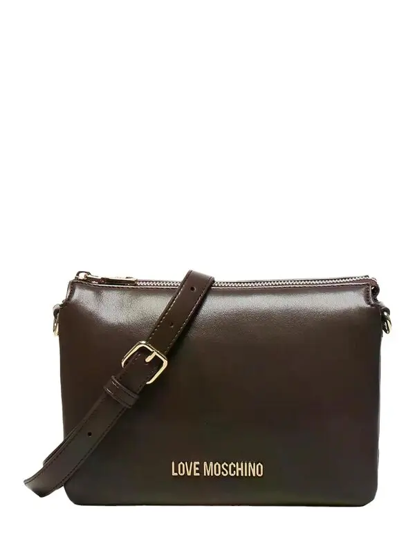 Moschino Logo-plaque Zip-top Shoulder Bag - Brown
