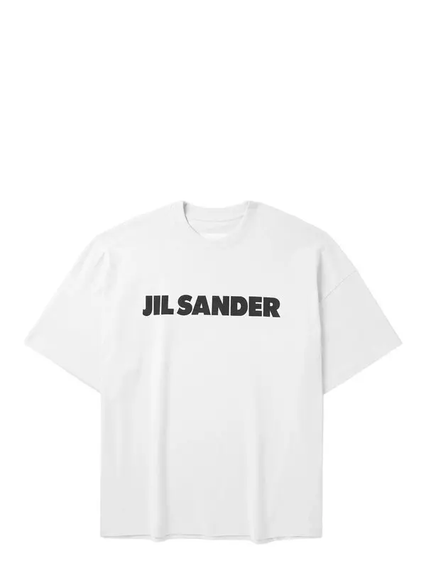 JIL SANDER Logo Print Cotton Jersey T-shirt - Gray
