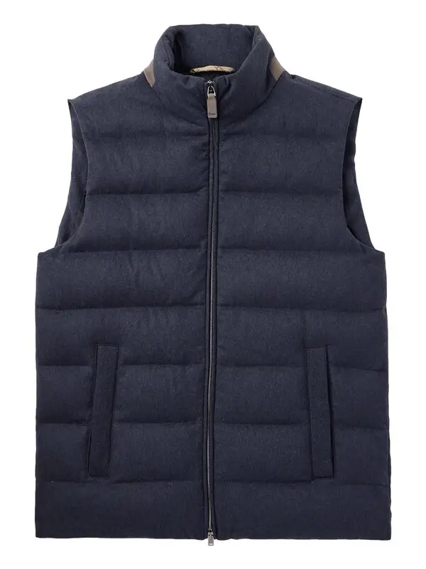 Herno Suede-trimmed Quilted Down Gilet - Blue
