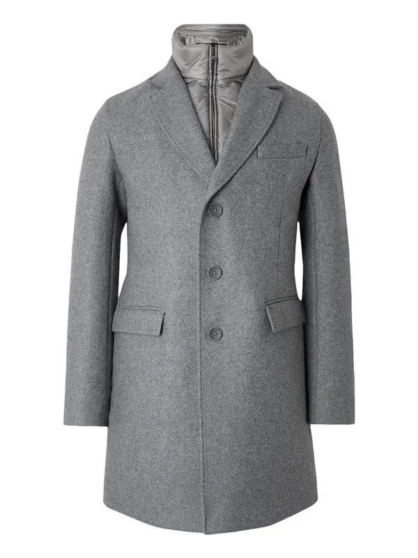 Herno Convertible Padded Wool-blend And Quilted Shell Coat - Gray