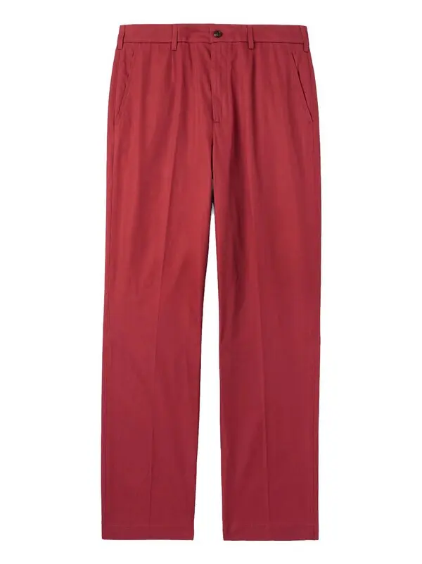 Dunhill Slim-fit Straight-leg Pleated Cotton-gabardine Chinos - Red