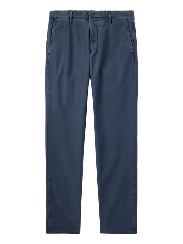 SLOWEAR Slim-fit Garment-dyed Tricochino Trousers - Blue