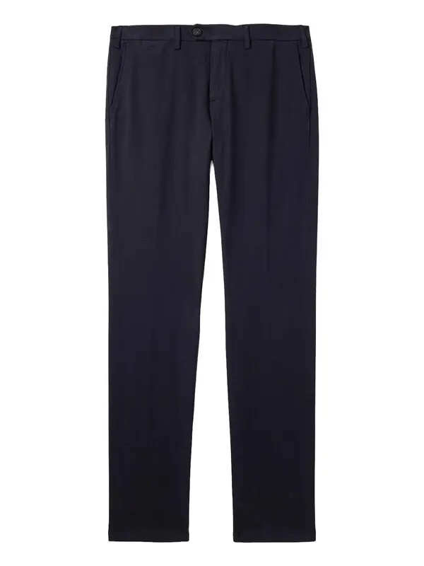 Canali Slim-fit Pleated Cotton-twill Trousers - Blue