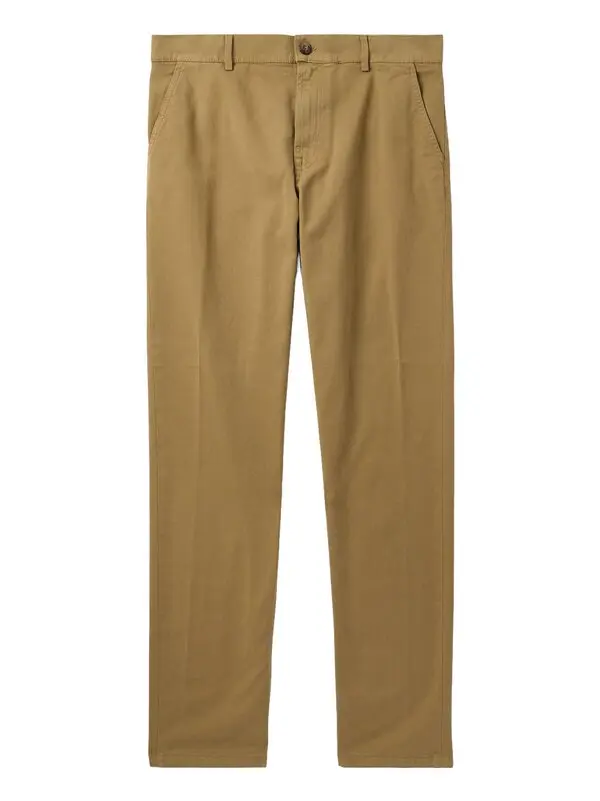 Canali Slim-fit Garment-dyed Cotton-twill Trousers - Brown