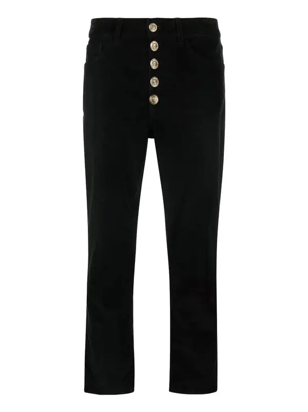 DONDUP Cropped Straight Leg Trousers - Black