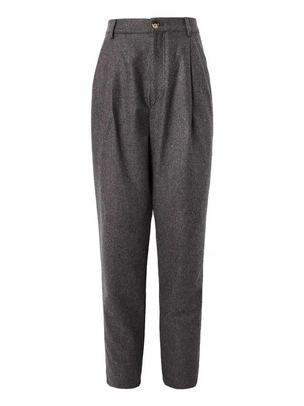 Brunello Cucinelli Straight-leg Pleated Virgin Wool-flannel Trousers - Gray