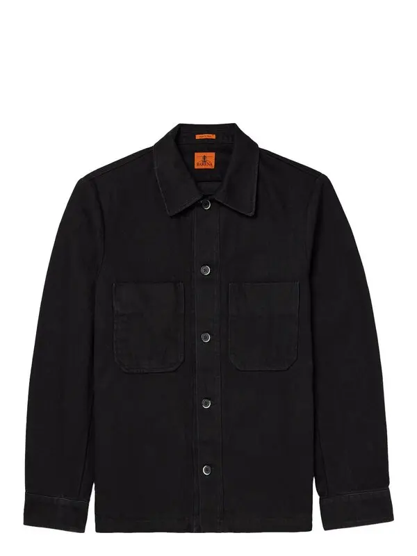Barena Venezia Capitan Washed Denim Overshirt - Black